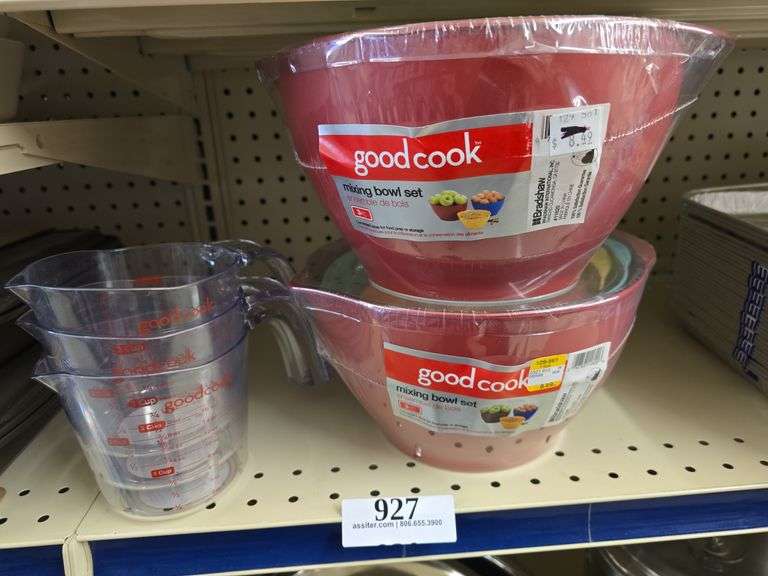 (2) Good Cook Mixing Bowl 3 pc Sets w/(3) Measuring Cups - Assiter ...