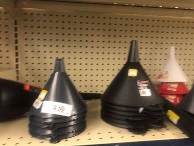 (22) Plastic Funnels w/(2) Oil Drain Extended Tubes - Assiter Auctioneers