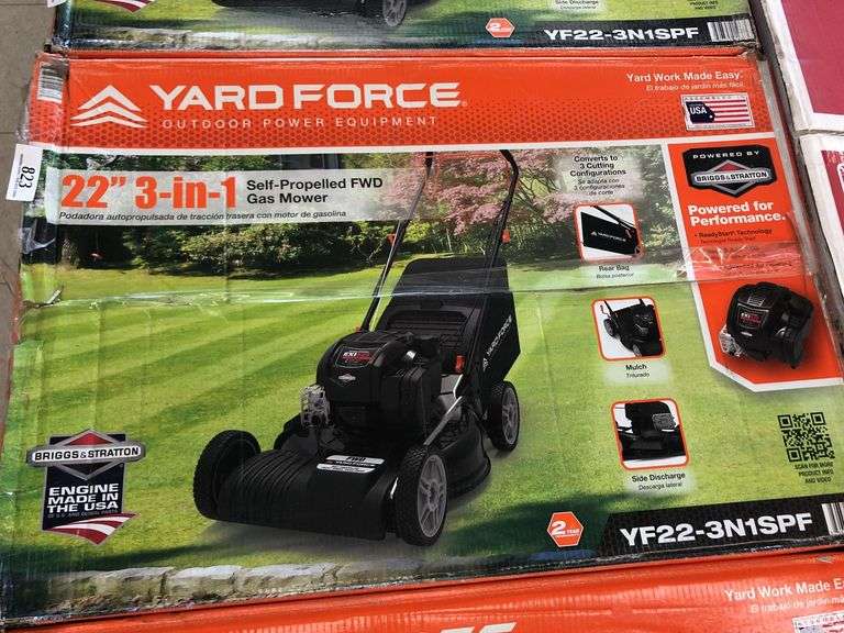 Yard Force 22" 3 in 1 Self Propelled FWD Gas Mower YF223N1SPF Briggs ...