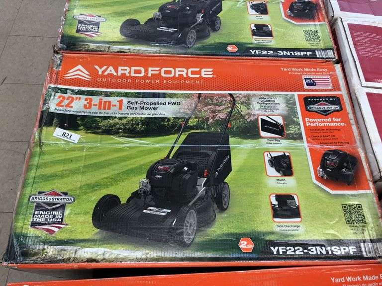 Yard Force 22" 3 in 1 Self Propelled FWD Gas Mower YF223N1SPF Briggs ...