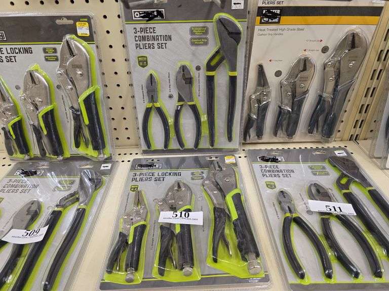 (2) Master Mechanic 3Pc Locking Pliers w/3Pc Combination Plier Set ...