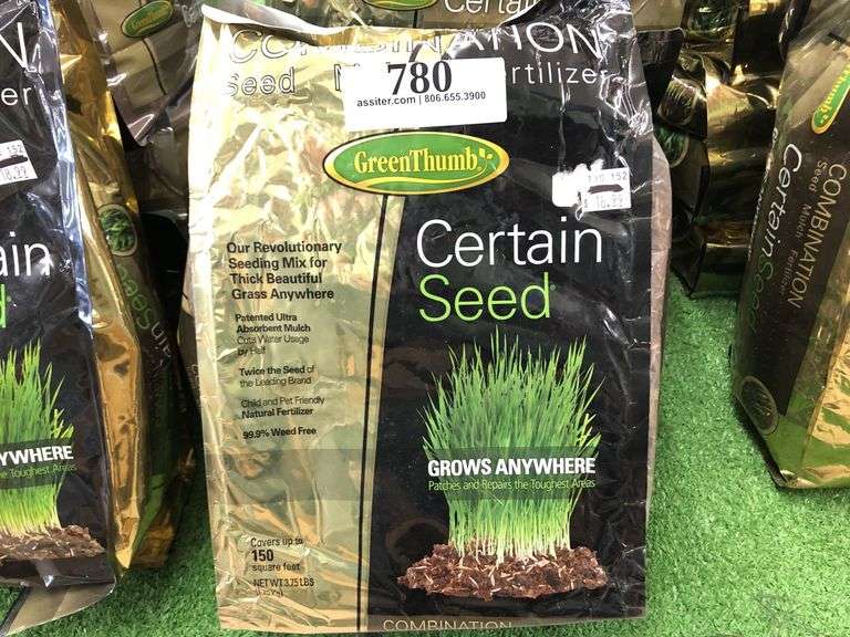 (4) 3.75lb Green Thumb Certain Seed Combination Seed, Mulch, Fertilizer ...