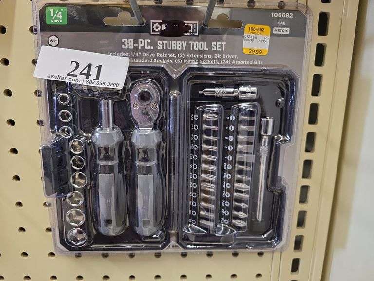 Master Mechanic 38Pc 1/4" Drive Stubby Tool Set Metric #106682 - Assiter Auctioneers