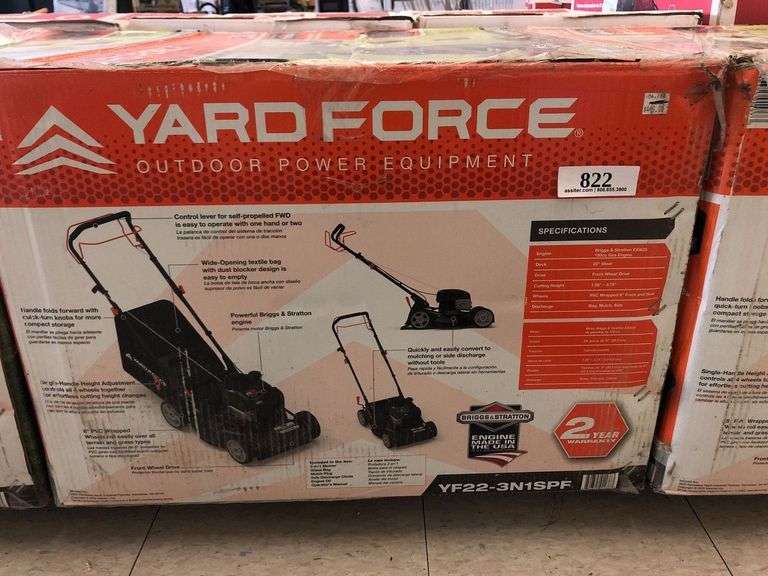 Yard Force 22" 3 in 1 Self Propelled FWD Gas Mower YF223N1SPF Briggs ...