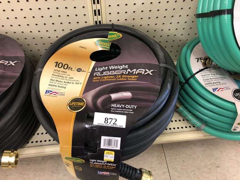 Green Thumb 100ft 5/8 Light Weight Rubber Max Hose - Assiter Auctioneers