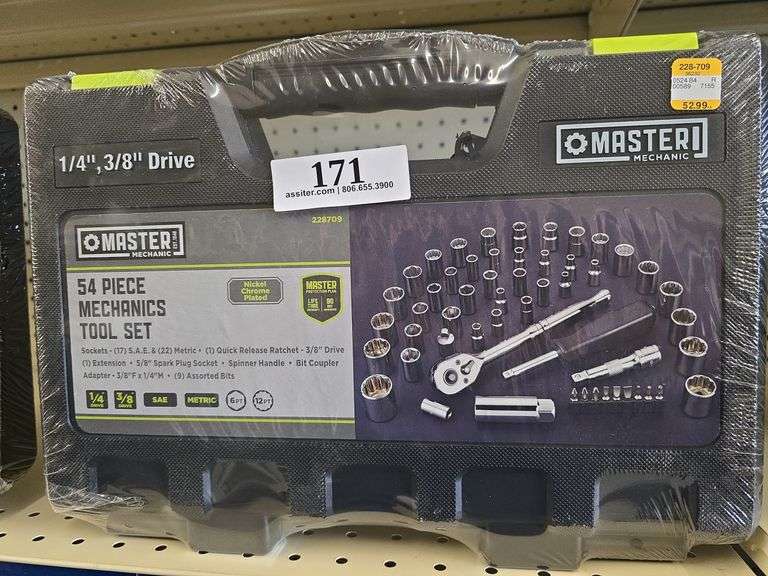 Master Mechanic 1/4" & 3/8" Drive 54Pc Mechanics Tool Set - Assiter ...