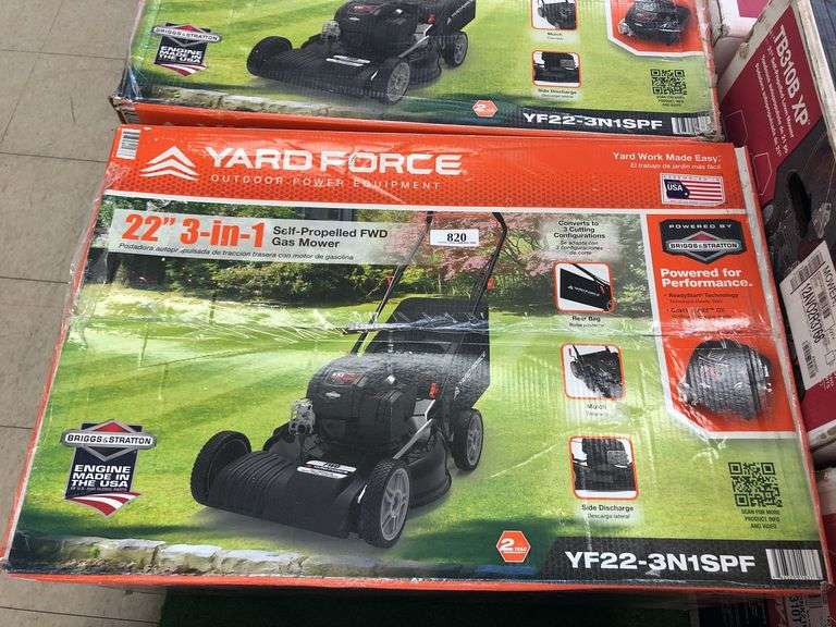 Yard Force 22" 3 in 1 Self Propelled FWD Gas Mower YF223N1SPF Briggs ...
