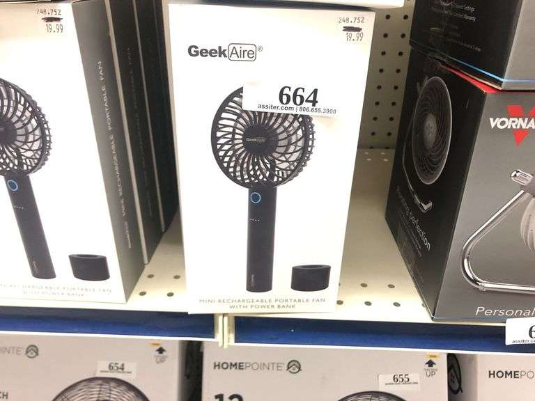 (5) Geek Aire Mini Rechargeable Portable Fan 9" - Assiter Auctioneers