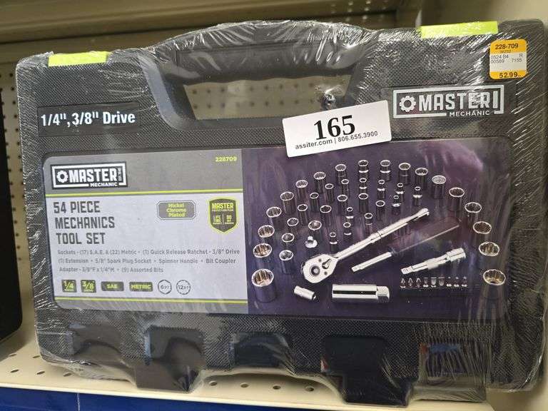 Master Mechanic 1/4" & 3/8" Drive 54Pc Mechanics Tool Set - Assiter ...