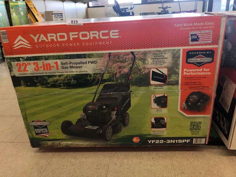 Yard Force 22" 3 in 1 Self Propelled FWD Gas Mower YF223N1SPF Briggs ...