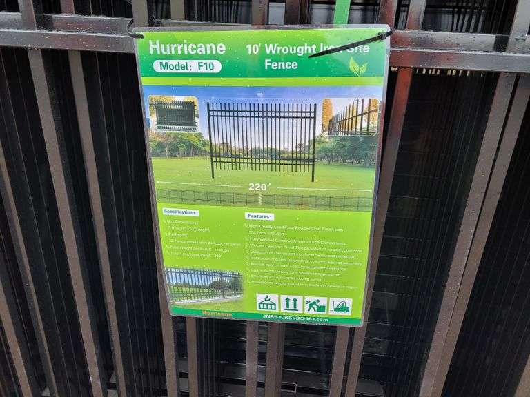 Hurricane F10 10' Wrought Iron Site Fencing Sections (220') - Assiter ...