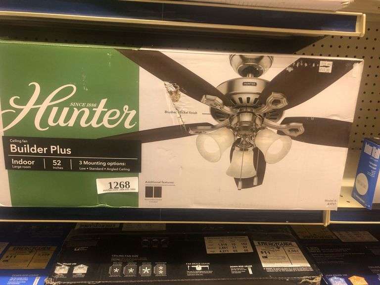 Hunter Builders Plus 52" Ceiling Fan w/LED #53237 - Assiter Auctioneers