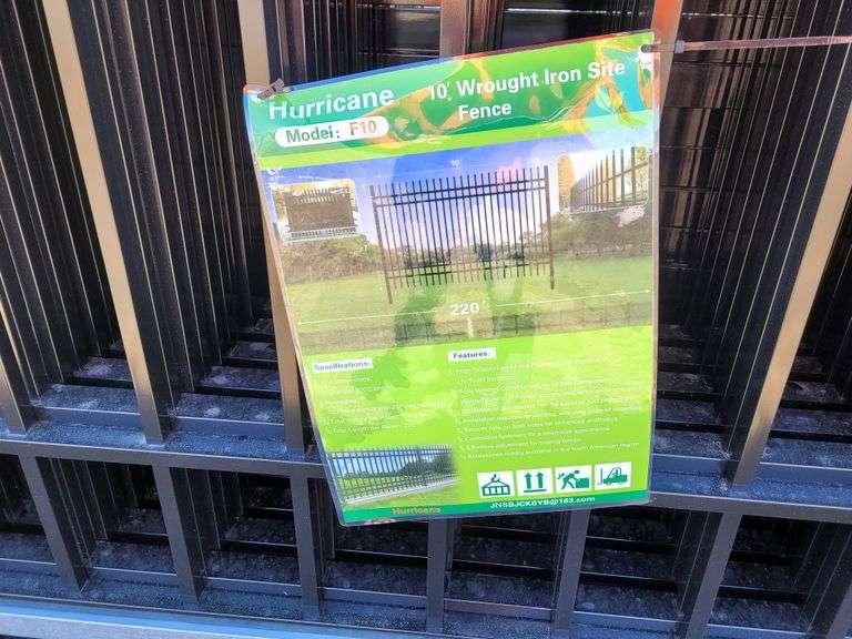 Hurricane F10 10' Wrought Iron Site Fencing Sections (220') - Assiter ...