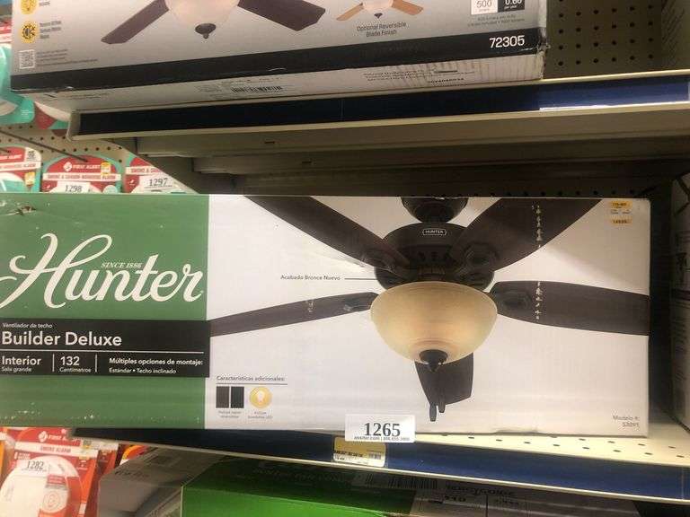 Hunter Builders Deluxe 52" Ceiling Fan w/LED #53091 - Assiter Auctioneers