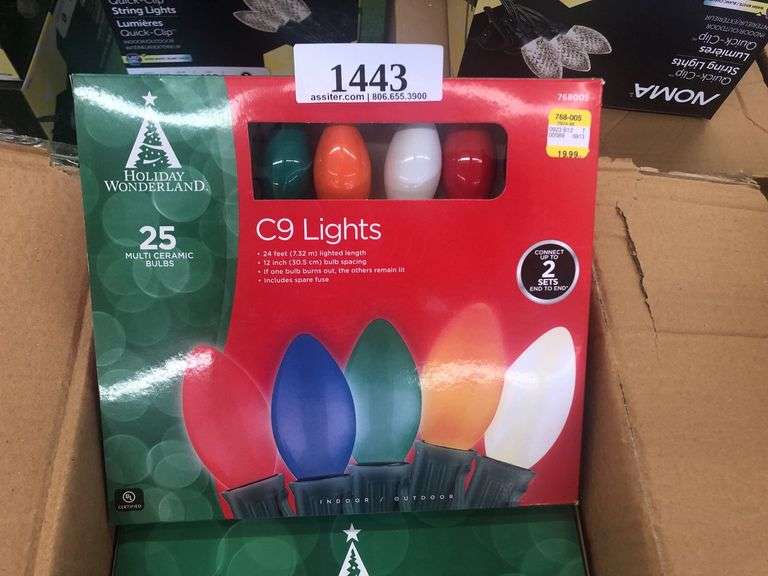 (9) Holiday Wonderland 25 Multi Color C9 Lights - Assiter Auctioneers