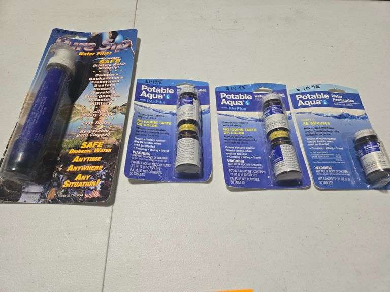 Potable Aqua Purification Tablets and Pure Sip Personal Water Filter ...