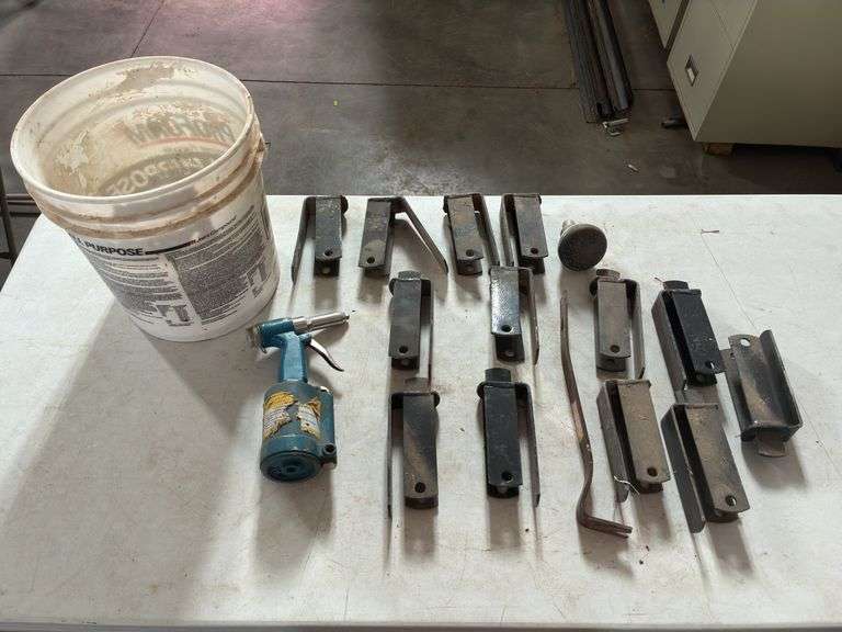 Pneumatic Rivet Gun, (13) Unknown Brackets, and Pry Bar - Assiter ...