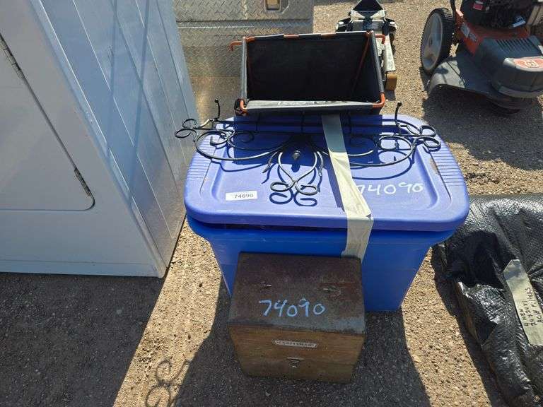 Tote Misc. , With Grass Catcher, Old Tool Box - Assiter Auctioneers