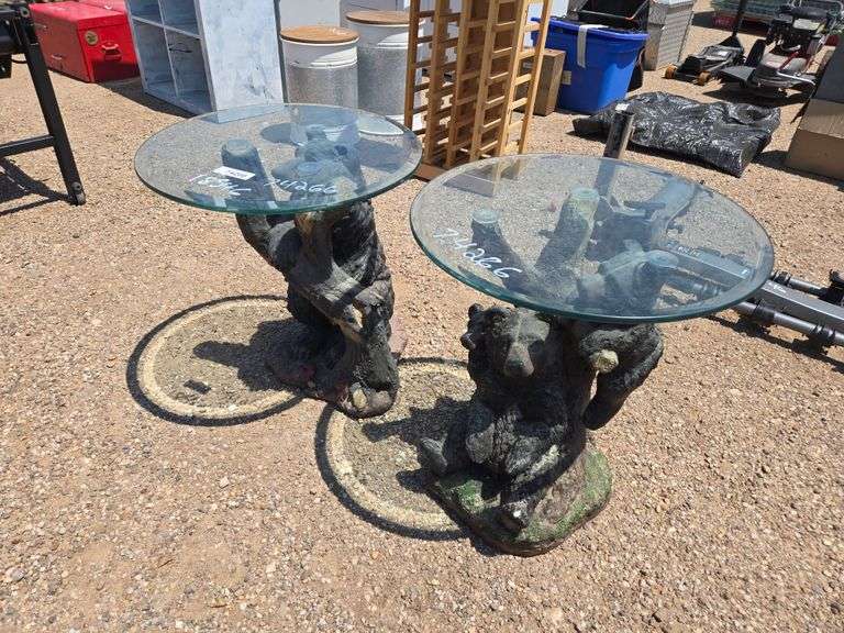 (2) Bear Sie Tables With Glass Tops - Assiter Auctioneers