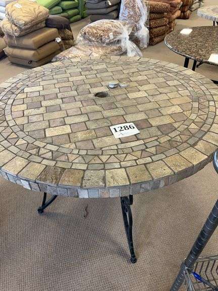 48 inch tile top table - Assiter Auctioneers