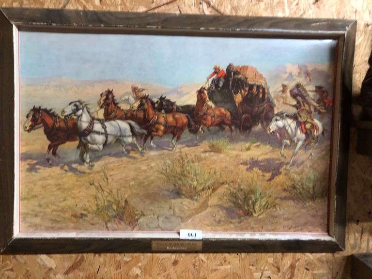 Framed Print "Attack on the Overland Express signed O.E. Berning frame ...