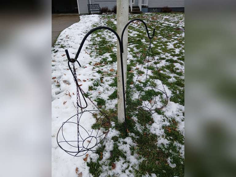 36" H Double Sheppard hook with baskets - Bidaste Auctions