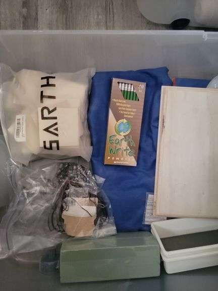 With storage bin , with collapsible storage bins, pencils, craft items ...