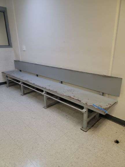 11 foot metal bench bolted to the floor, purchaser will need to remove ...