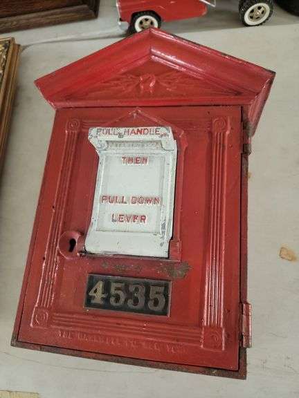 Red Cast iron fire alarm decorative box - Advantage Auction