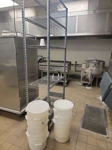 Metal rack and plastic buckets - Advantage Auction