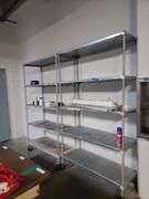 Two rolling metal shelving units 8 ft - Advantage Auction