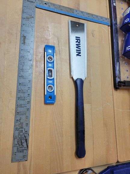 Irwin Saw, Torpedo Level, and Steel Square Set - Advantage Auction