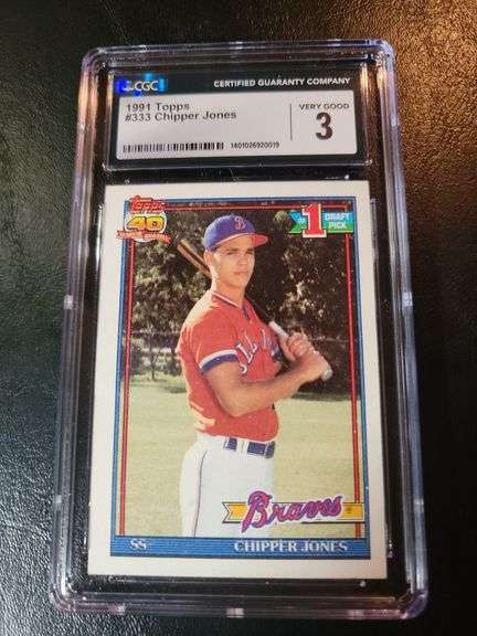 1991 Topps chipper Jones rookie card, #33, graded 3CGC - Advantage Auction