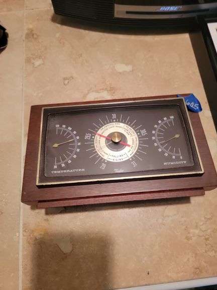 Taylor instrument companies thermometer / barometer in mahogany frame ...