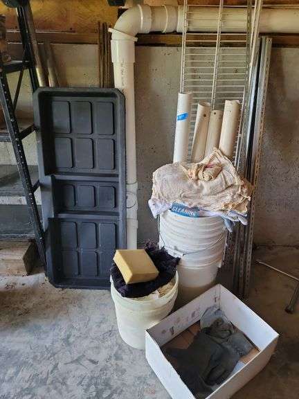 Pipe tubing, rags, gloves, mud boot mat - Advantage Auction