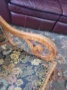 Antique birds eye and tiger maple rocking chair with tapestry covering ...
