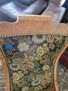 Antique birds eye and tiger maple rocking chair with tapestry covering ...