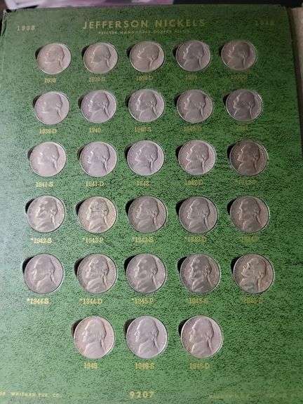 Jefferson Nichols book with every nickel from 1938 to 1962, includes 11 ...