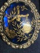 Vintage blue and gold brooch Smart Western German - Advantage Auction