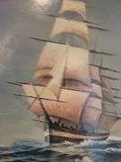 Oil painting of a clipper ship by R Schneider - Advantage Auction