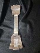 Silver watch band with maker's mark, bear claw design with coral and ...