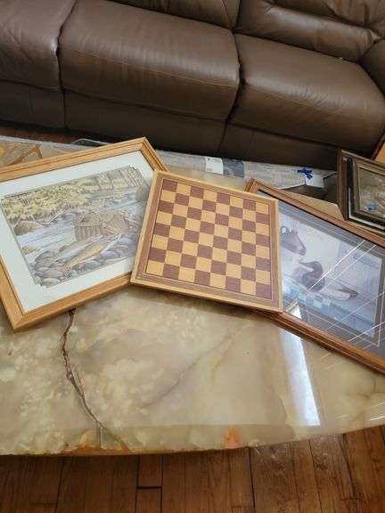 Chess board and framed art - Advantage Auction