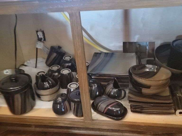 Matching set of Sango dishes with canisters , bowls, butter dish and ...
