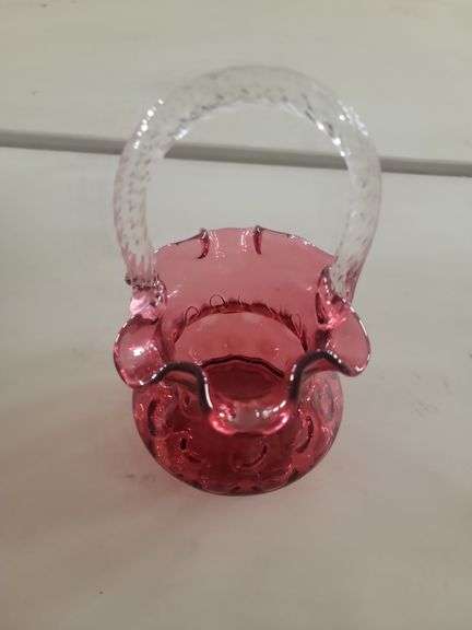 Vintage Fenton cranberry dot dish - Advantage Auction