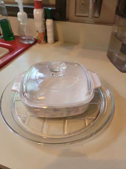 Glass plate and covered dish - Advantage Auction