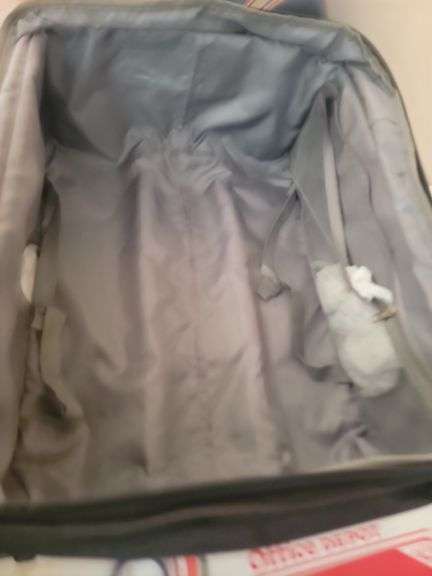 Luggage, two Samsonite black rolling bags and trailblazer suitcase ...