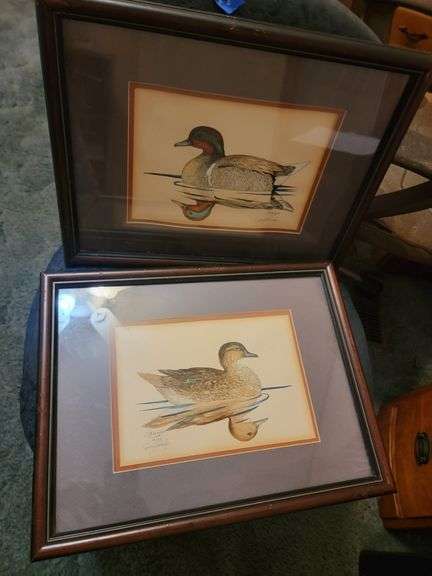 Two duck drawings by artist Jerry Bishop - Advantage Auction