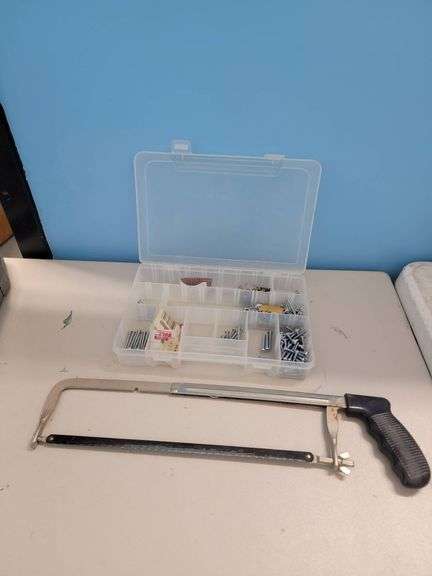 Metal Hacksaw with Blade and Hardware Storage Box - Advantage Auction
