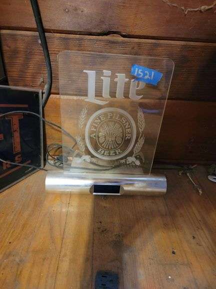 Miller Lite Acrylic Bar Sign with Aluminum Base - Advantage Auction