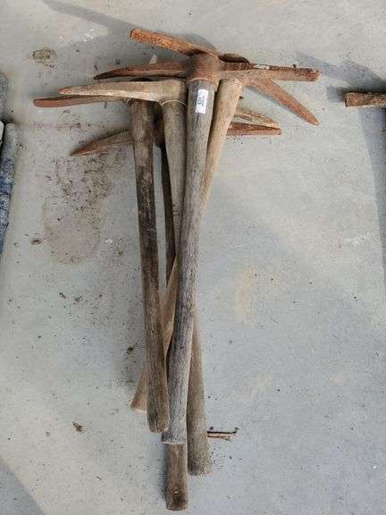 5 Pickaxes with Wooden Handles - Baer Auctioneers - Realty, LLC